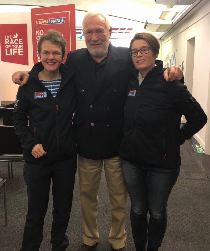 Rachel Leader and Dorthe Hovland at Clipper crew briefing with Sir ...